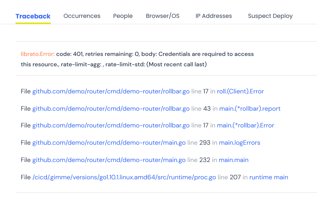 Go Error Tracking with Rollbar